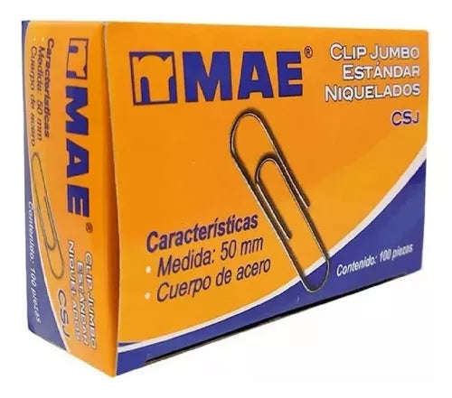 Clip Jumbo Estandar Mae Csj Caja C/100 Piezas Niquelado – Regem