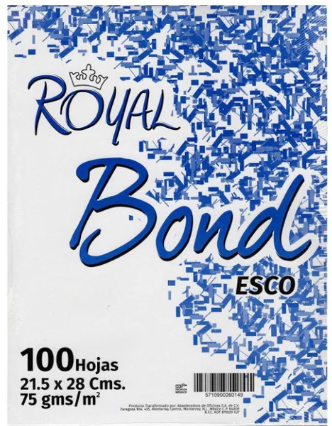 Papel Bond Royal Blanco Carta - Paquete Con 100 Hojas – Regem