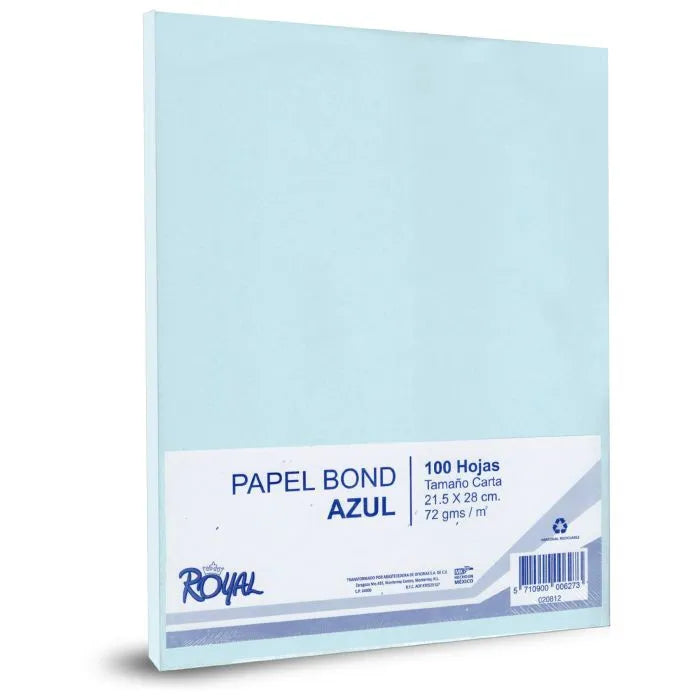 Papel Royal Bond Colores Carta Impresión 75gr - Paq 100 Hojas – Regem